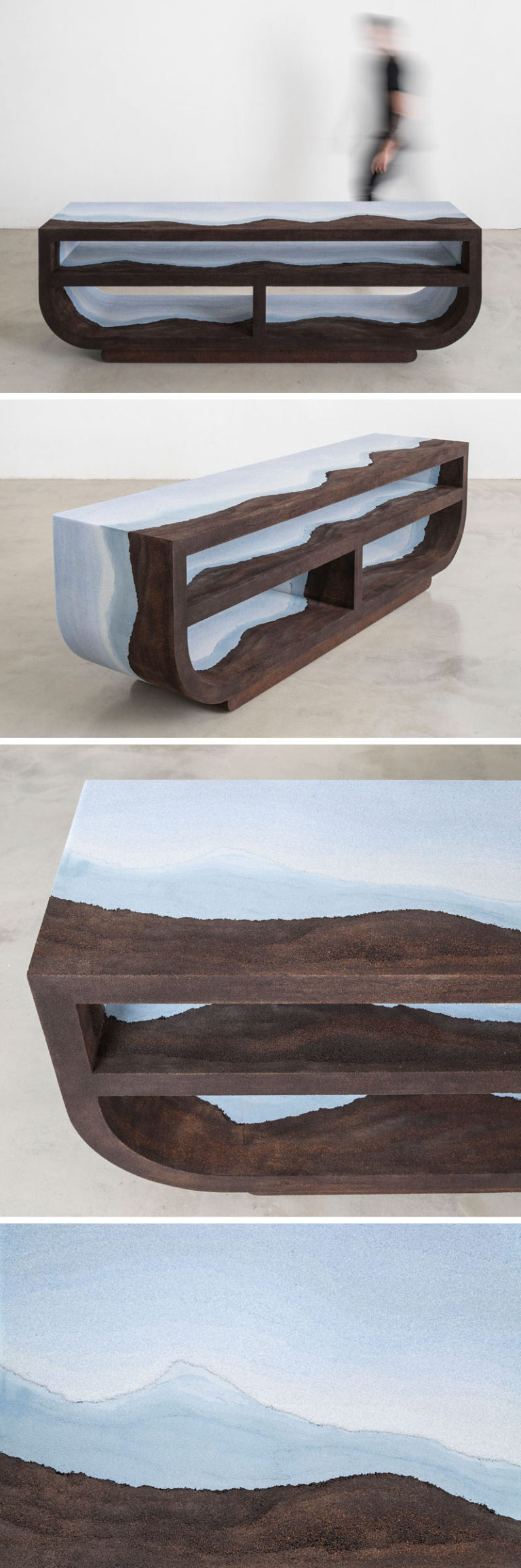 This Furniture Collection Uses Dyed Sand To Create Landscapes