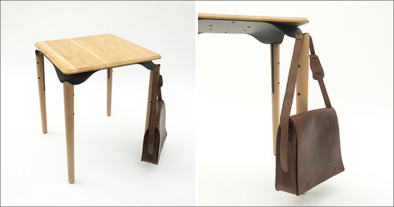 This Bistro Table Was Designed With Dedicated Spaces To Hang Your Bag