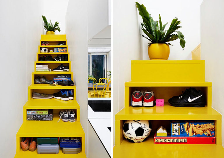 These Bright Yellow Stairs Have Open Fronts For Extra Storage