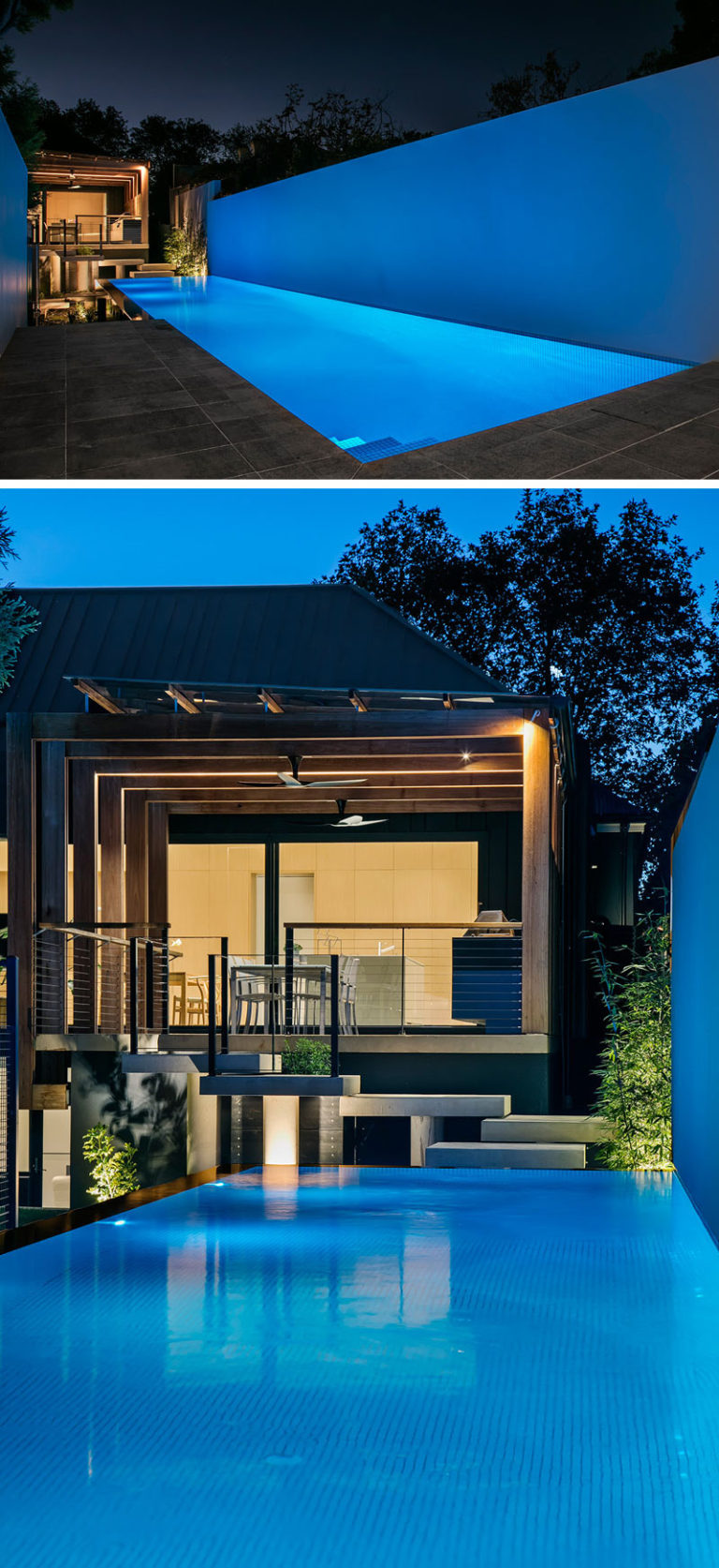 This House Extension Has A Modern Pergola That Leads To A Swimming Pool