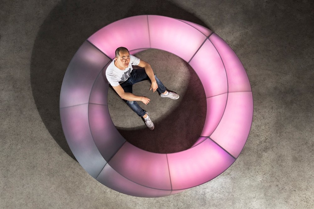 The Mobius Bench Responds To Touch And Lights Up With Colors