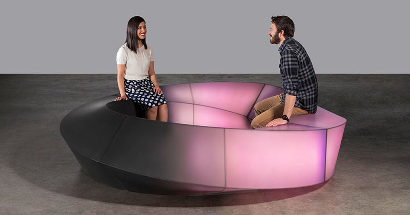 The Mobius Bench Responds To Touch And Lights Up With Colors