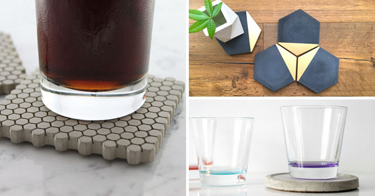 7 Sets Of Concrete Coasters That Will Protect Your Table While Looking ...