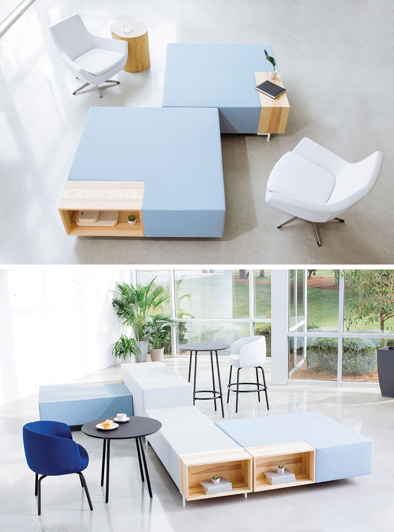 This Modular Office Furniture Has Open Wood Boxes On The Ends