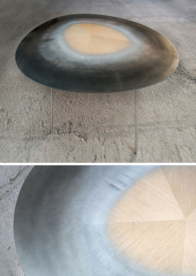 Metal And Wood Merge Together To Create The Echo Table Series