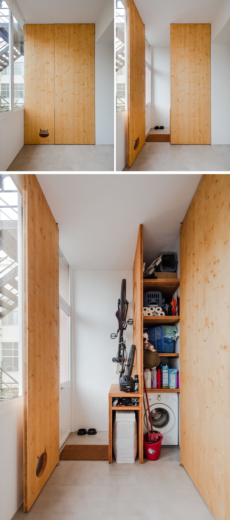 This Storage Closet Has A Cat-Shaped Opening So The Cat Can Reach Its ...