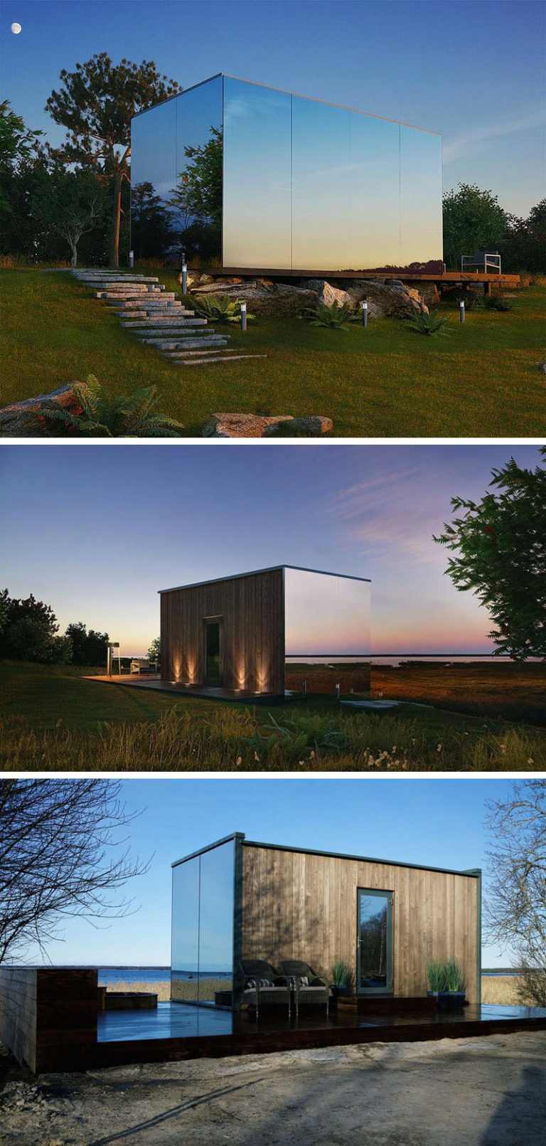 The Modular ÖÖD Prefab House Features Mirrored Glass And Can Be ...