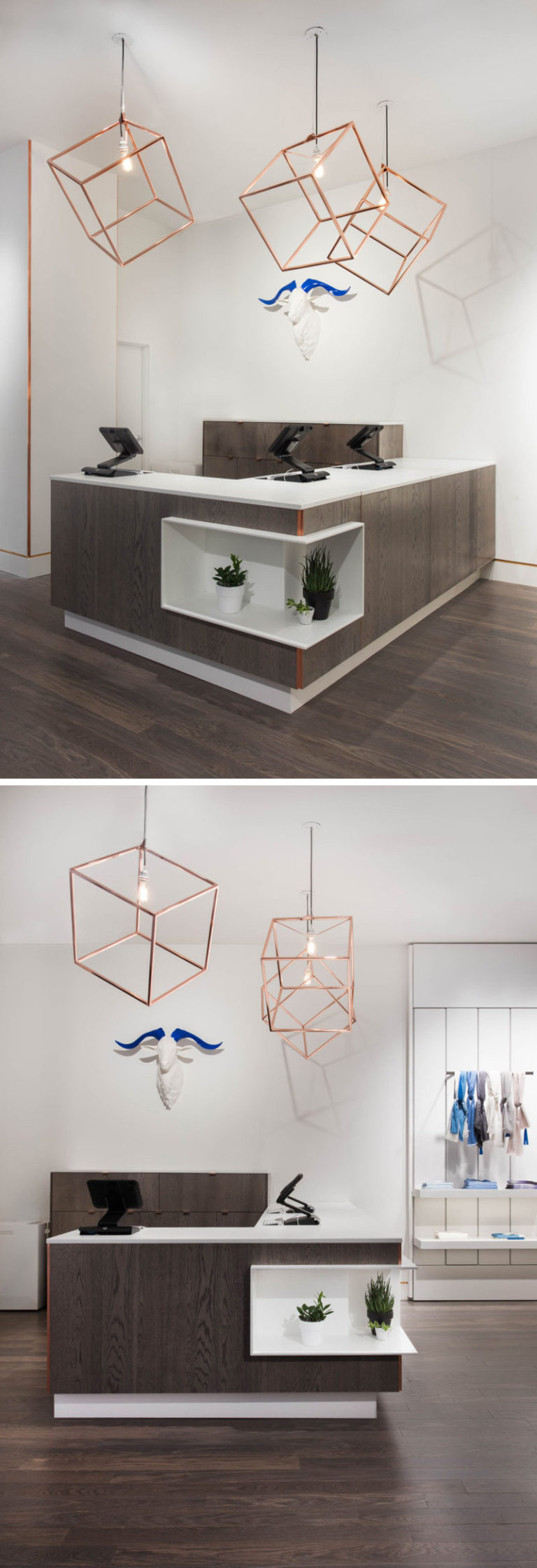 This Copper Cube Pendant Light Creates Geometric Shadows