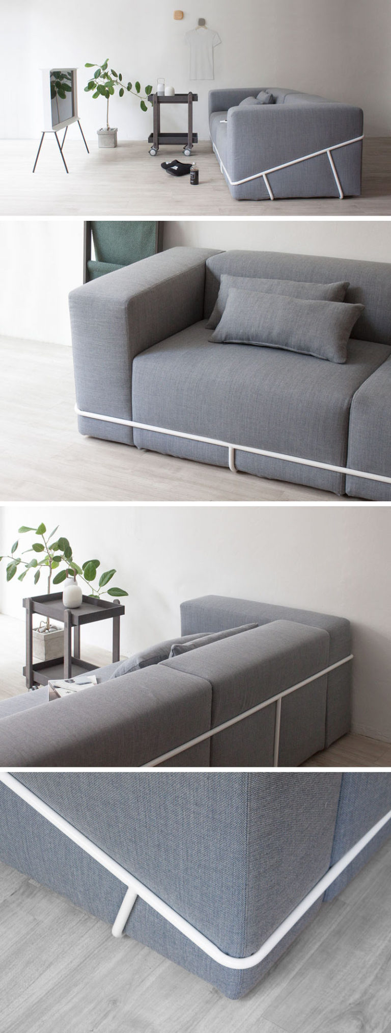 A Simple Metal Frame Contains The Six Cushions That Make Up This Sofa