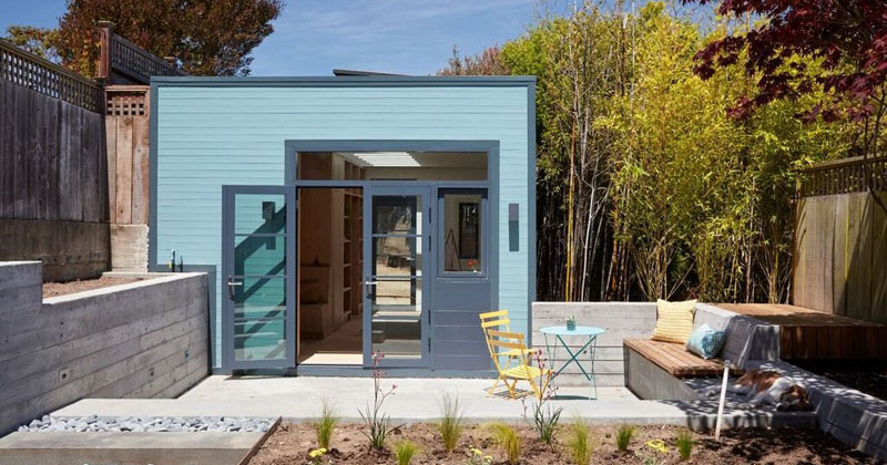 This Small Backyard Art Studio Has A Reading Nook And Hidden Powder Room
