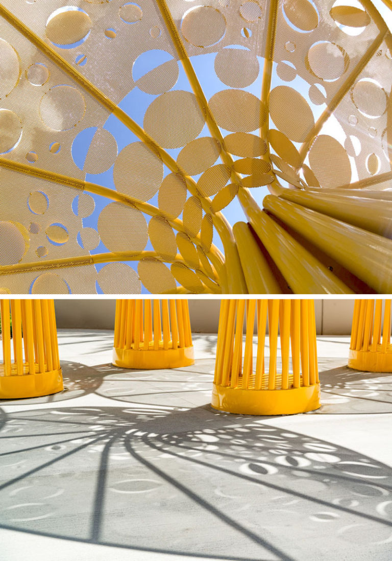 This Yellow Tree-Like Sculpture Brings Color To A Plaza In Florida