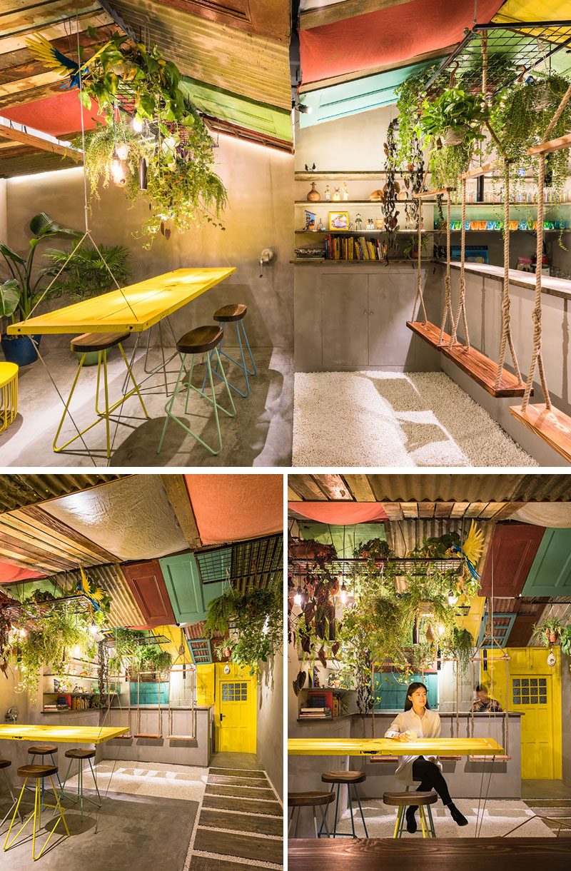 A Tropical Inspired Bar In China Uses Reclaimed Materials And Swings In ...