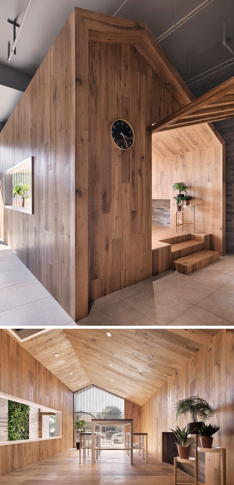 Gray Bricks And Wood, Work Together To Create A Contemporary Facade For ...