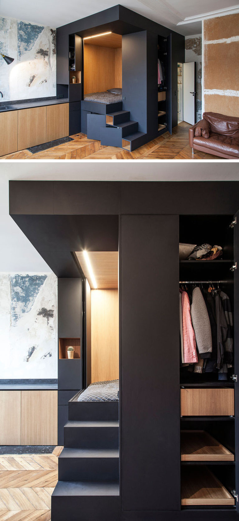 A Custom Designed Bedroom Box Was Added To This Small Apartment