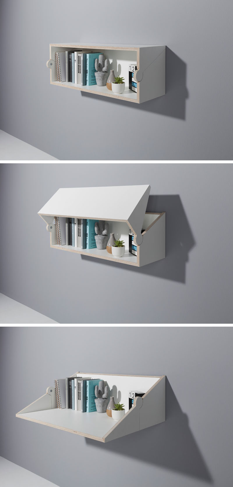 Michael Hilgers Has Designed A Floating Shelf That Transforms Into A Desk