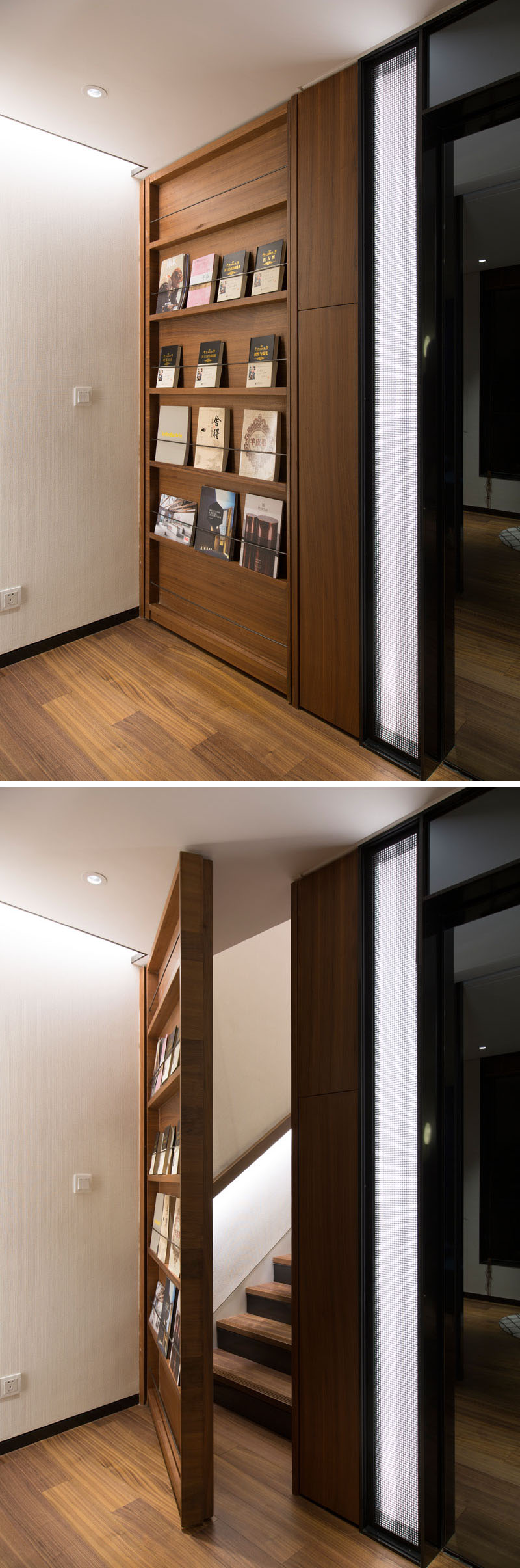 This Door Disguised As A Shallow Bookshelf Leads To A Secret Bedroom
