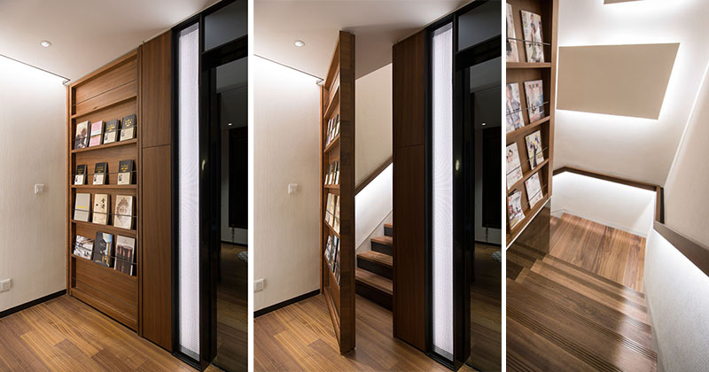 This Door Disguised As A Shallow Bookshelf Leads To A Secret Bedroom