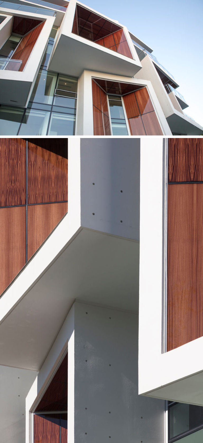 This New Building Features Wood That's Been Framed Inside Glass Panels