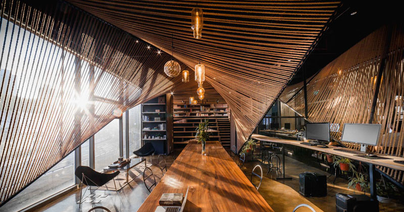 This Office Uses Rope Partitions To Separate Work Areas And Hide The ...