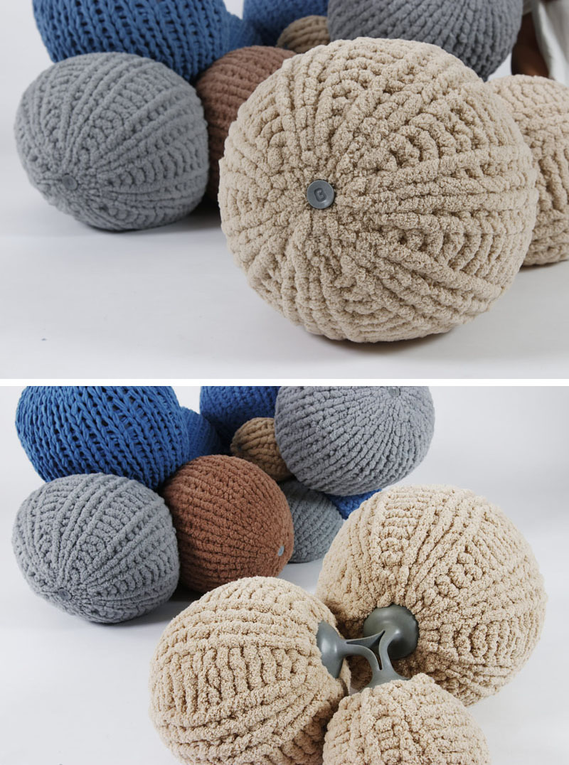 Erez Mor Uses Knitted Balls To Create A Soft Seating System