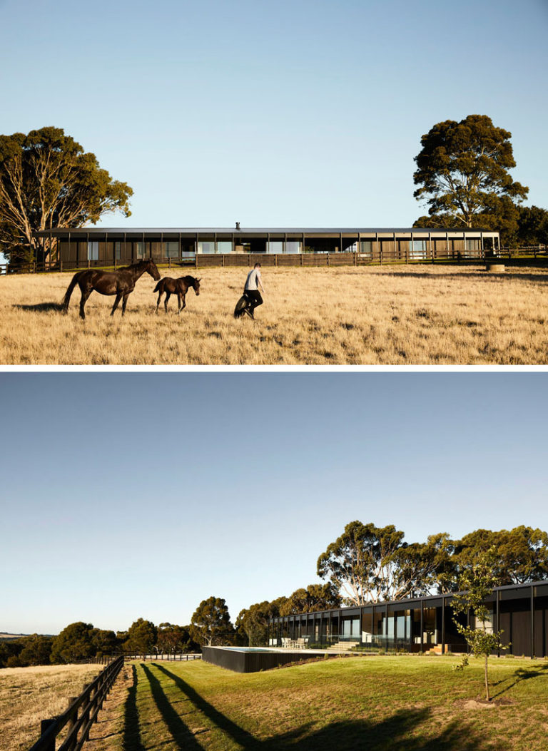 Blackened Wood Siding Covers This Modern Farm House In Rural Australia