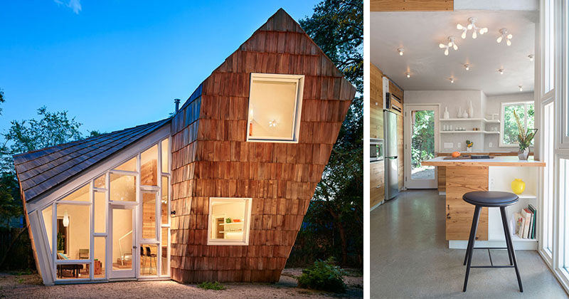 Shingle Clad Angled Walls Were Used In The Design Of This Small House