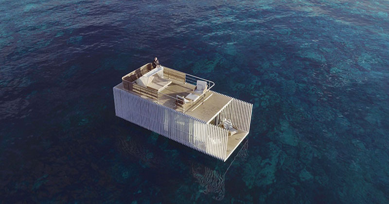 This Houseboat Was Designed With Vertical Slats That Allow Light In ...