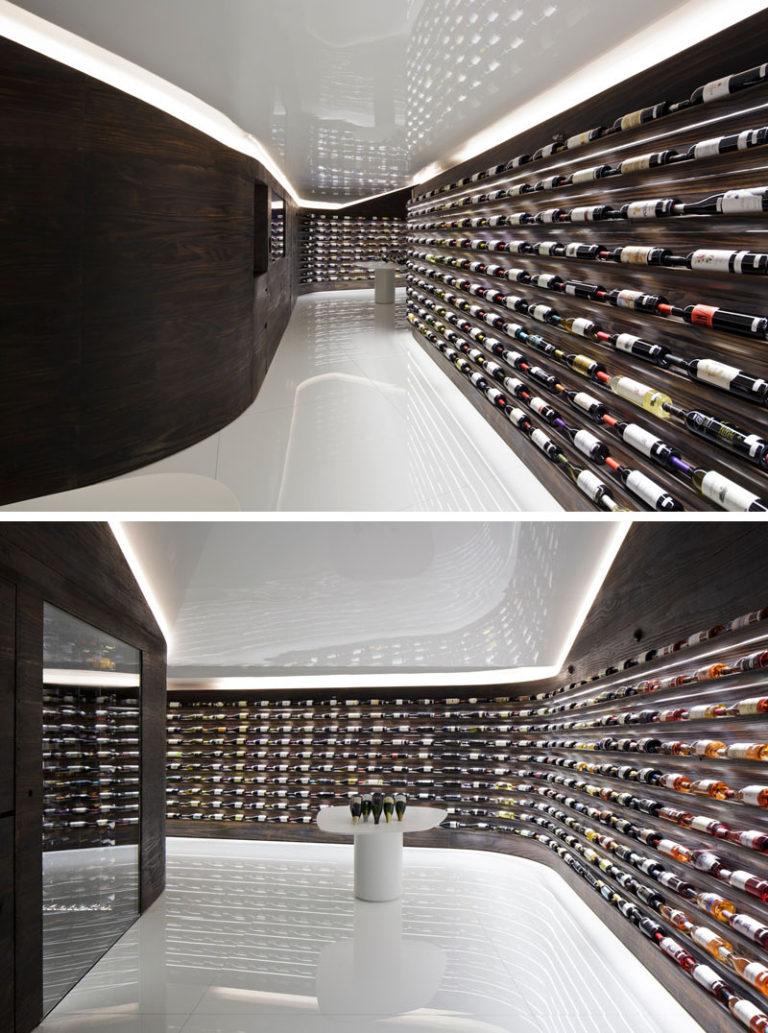 The Mistral Iguatemi Wine Store Has Carbonized Wood Walls Lined With Wine