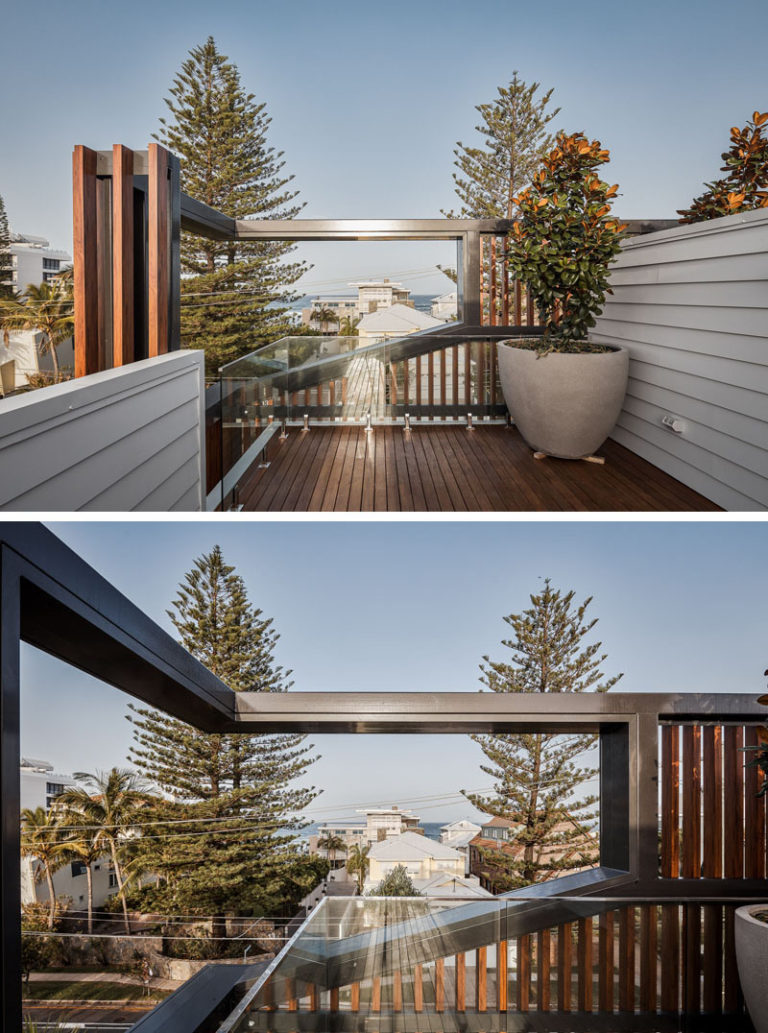 This Duplex Is Covered In Vertical Wood Fins And Large Shutters