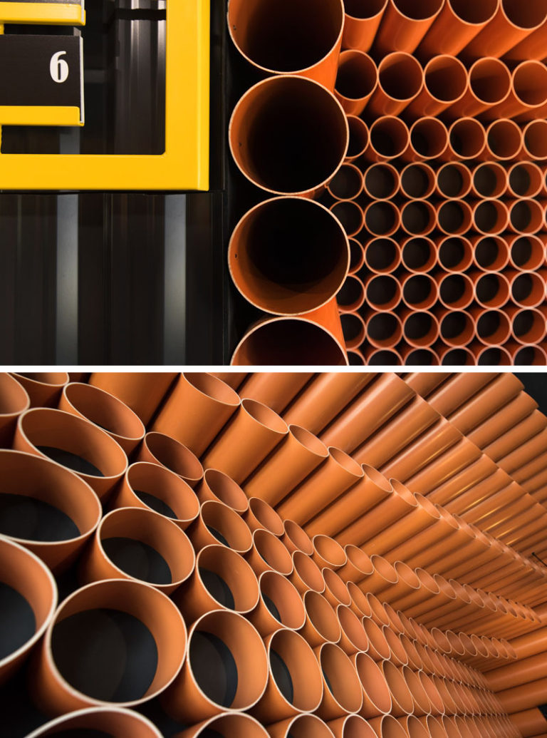Almost 300 Orange PVC Pipes Cover The Walls Of This Burger Restaurant