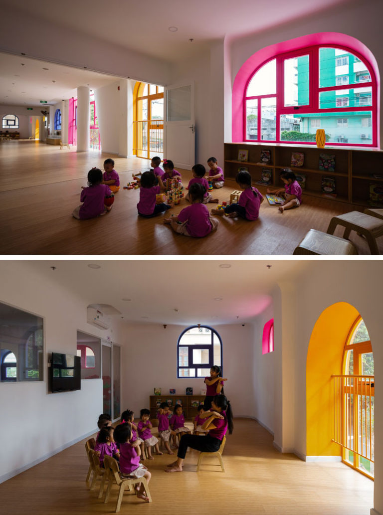 Unique Window Shapes And Pops Of Color Create An Exciting Learning ...