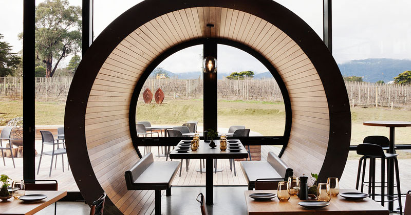 Wood-Lined Barrel Booths Add A Unique Element To This Winery Restaurant