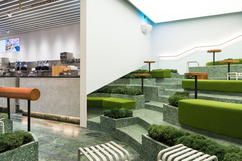 The New HEYTEA Bakery Has Tiered Seating Inspired By Tea Plantations