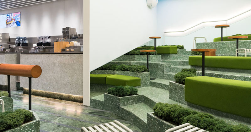 The New HEYTEA Bakery Has Tiered Seating Inspired By Tea Plantations