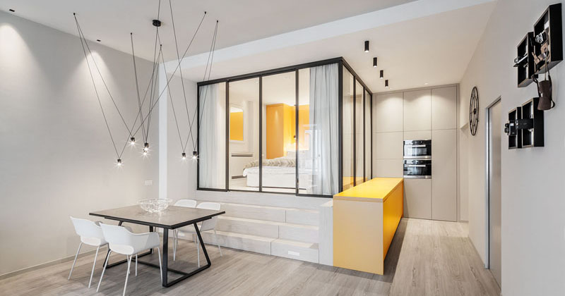 This Small Apartment Has An Elevated Glass Enclosed Bedroom