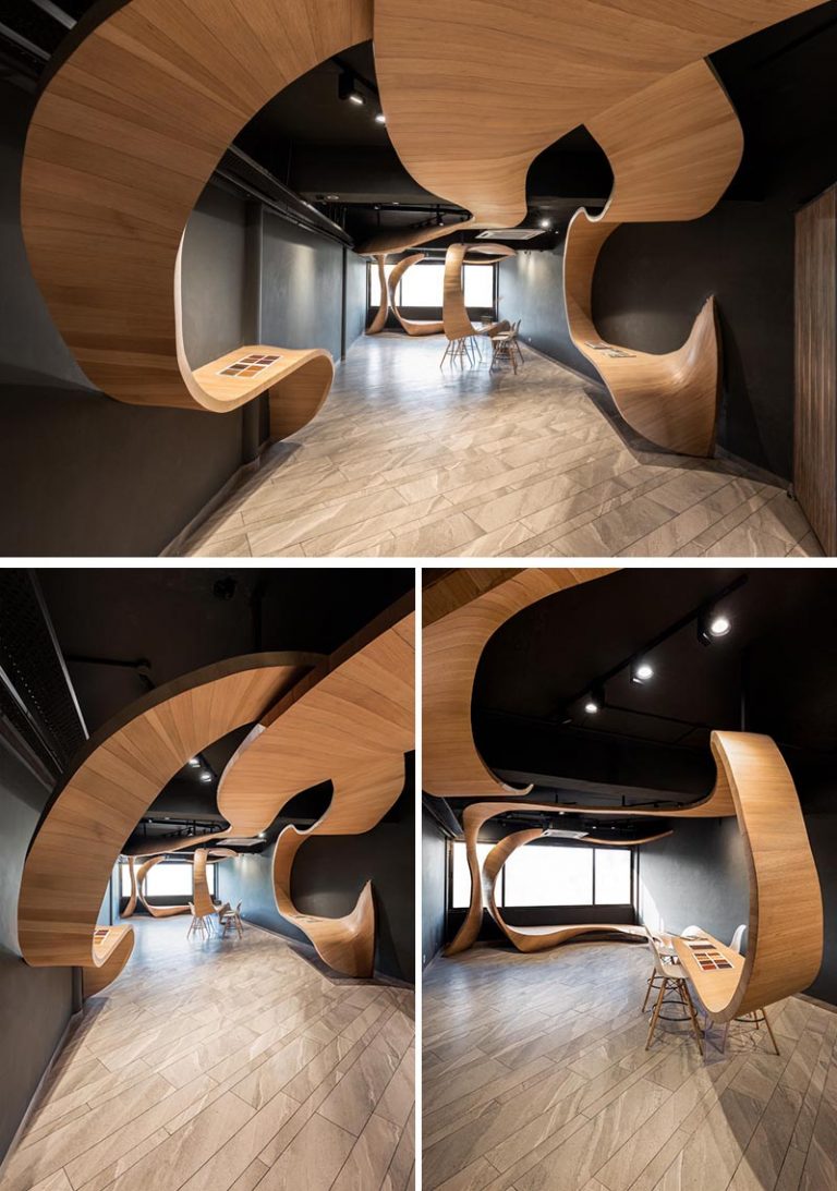 This Sculptural Wood Element Draws Inspiration From The Flowing Curves ...