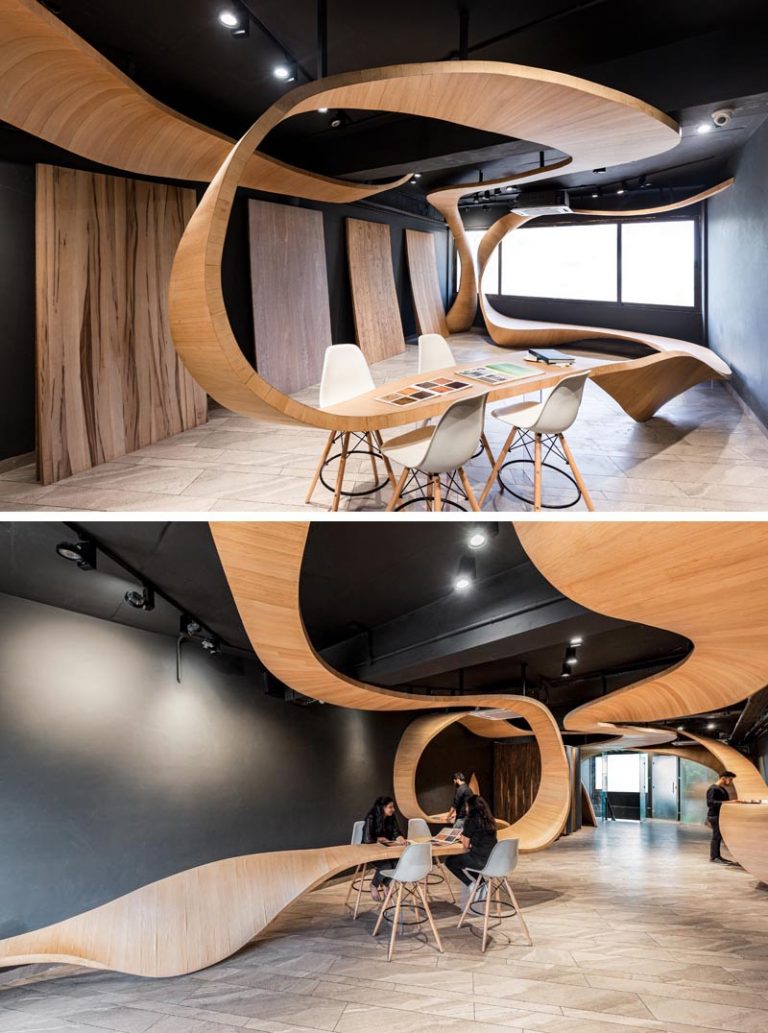 This Sculptural Wood Element Draws Inspiration From The Flowing Curves ...