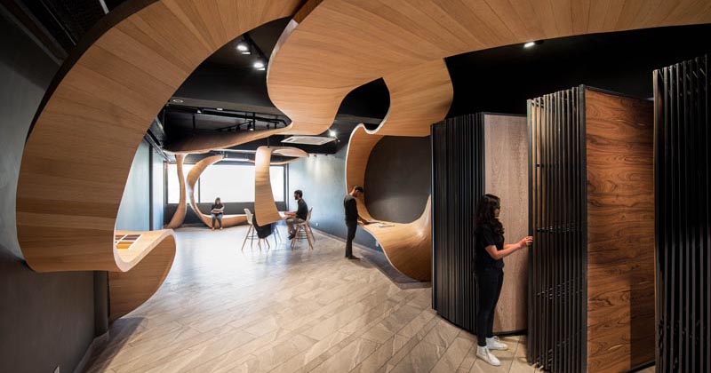 This Sculptural Wood Element Draws Inspiration From The Flowing Curves ...