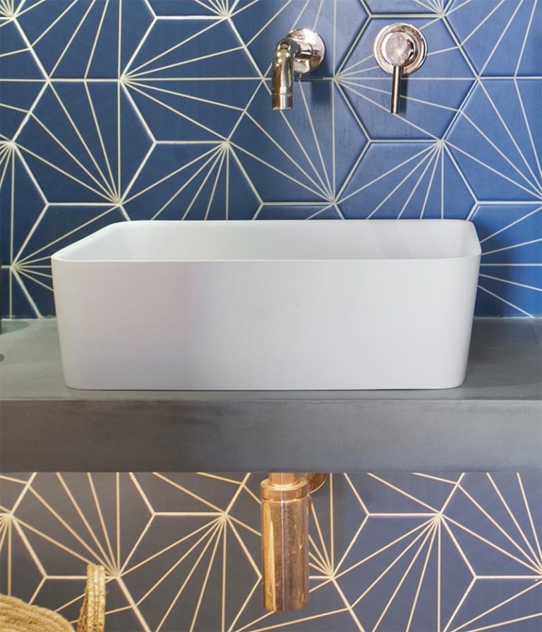 Bathroom Design Ideas - A Blue Starburst Tile Demands Attention