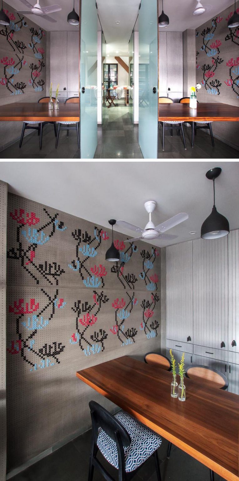 Cross-Stitch Murals Adorn The Walls Of This Shop In Mumbai