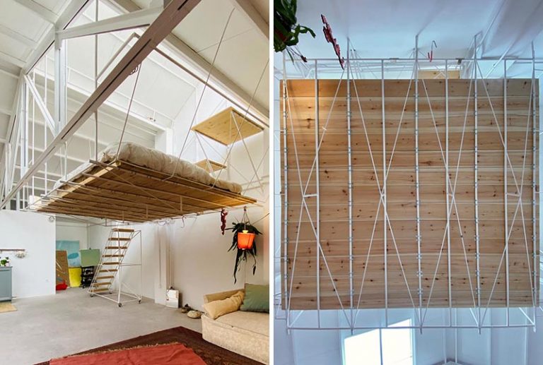 A Hanging Platform Creates A Bedroom In This Renovated Warehouse Space