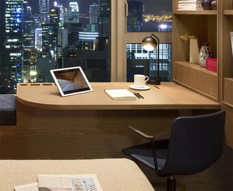 They Made Space For A Home Office By Adding A Built-In Desk Around A Window