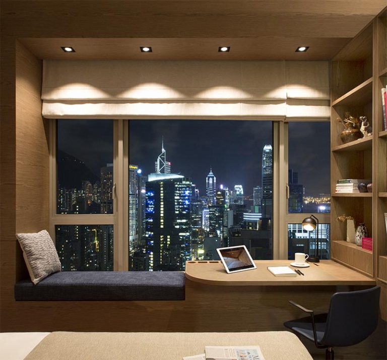 They Made Space For A Home Office By Adding A Built-In Desk Around A Window