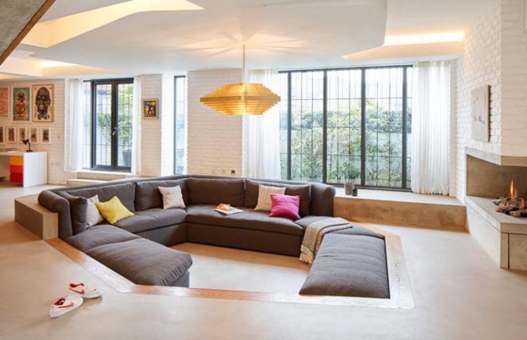 A Sunken Lounge Creates A Distinct Space In This Living Room