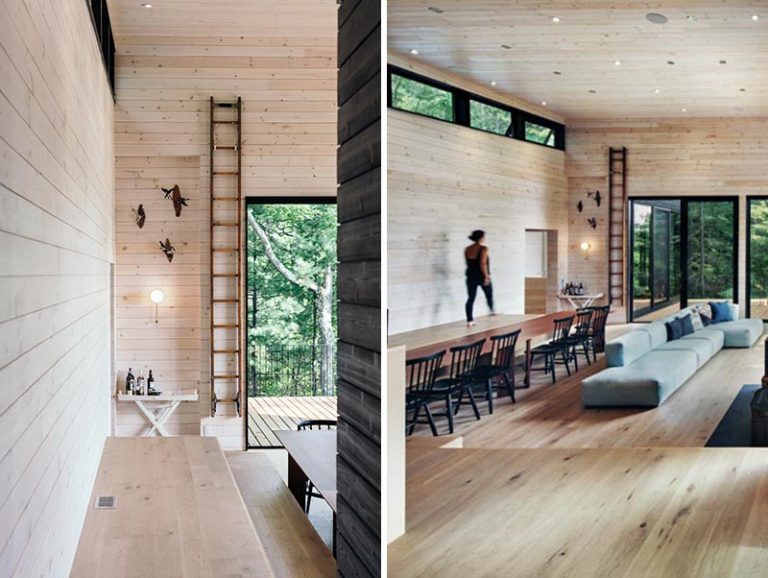 The Floor Turns Into Built-In Bench Seating In This Split Level Interior