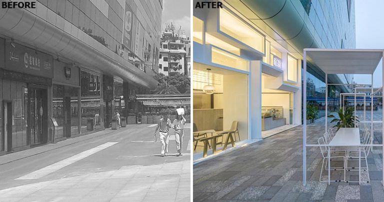 Before & After - A Tea Shop With A Unique Facade Makes Use Of A Wide ...