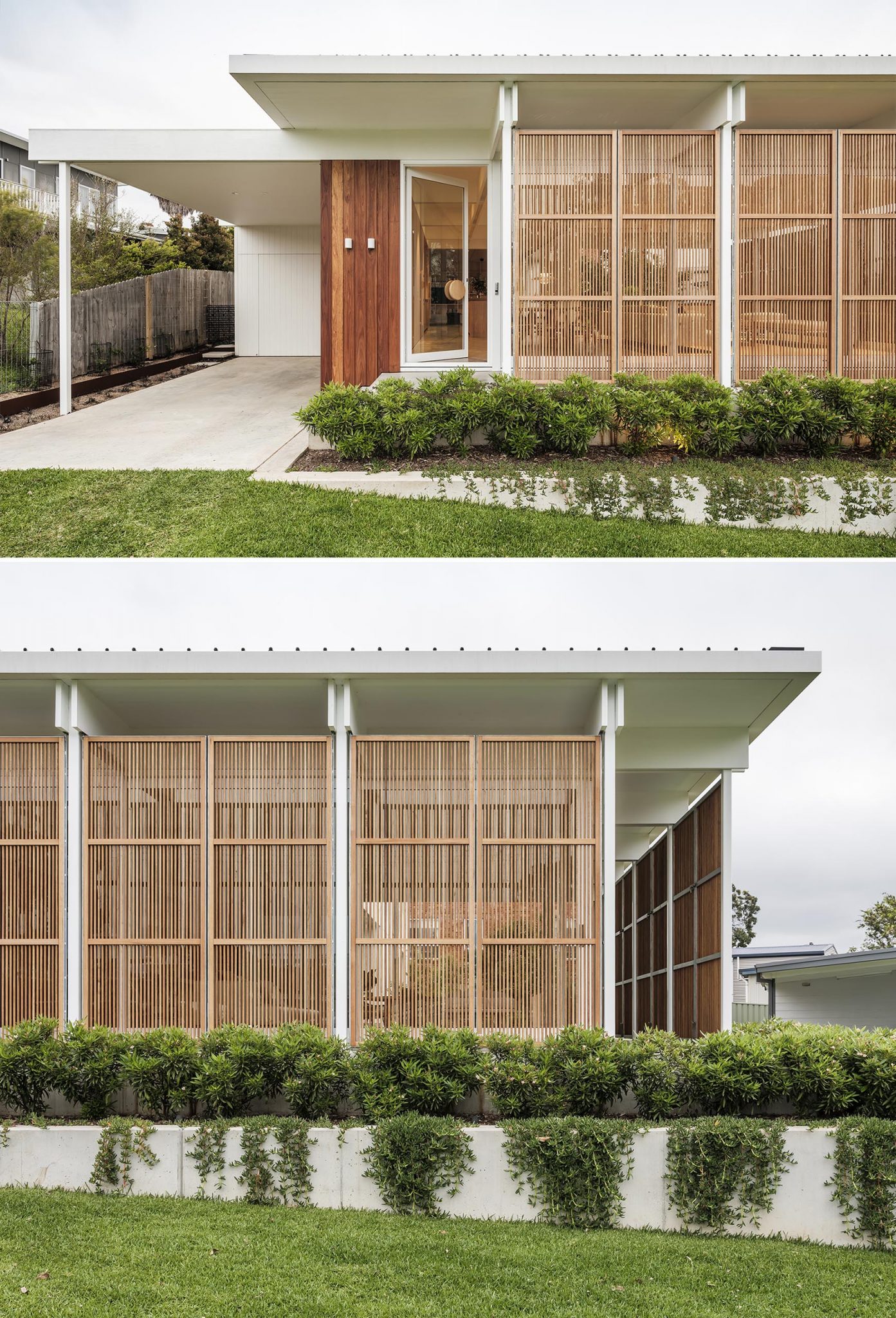 Large Wood Screens Provide Privacy And Protect This Beach House
