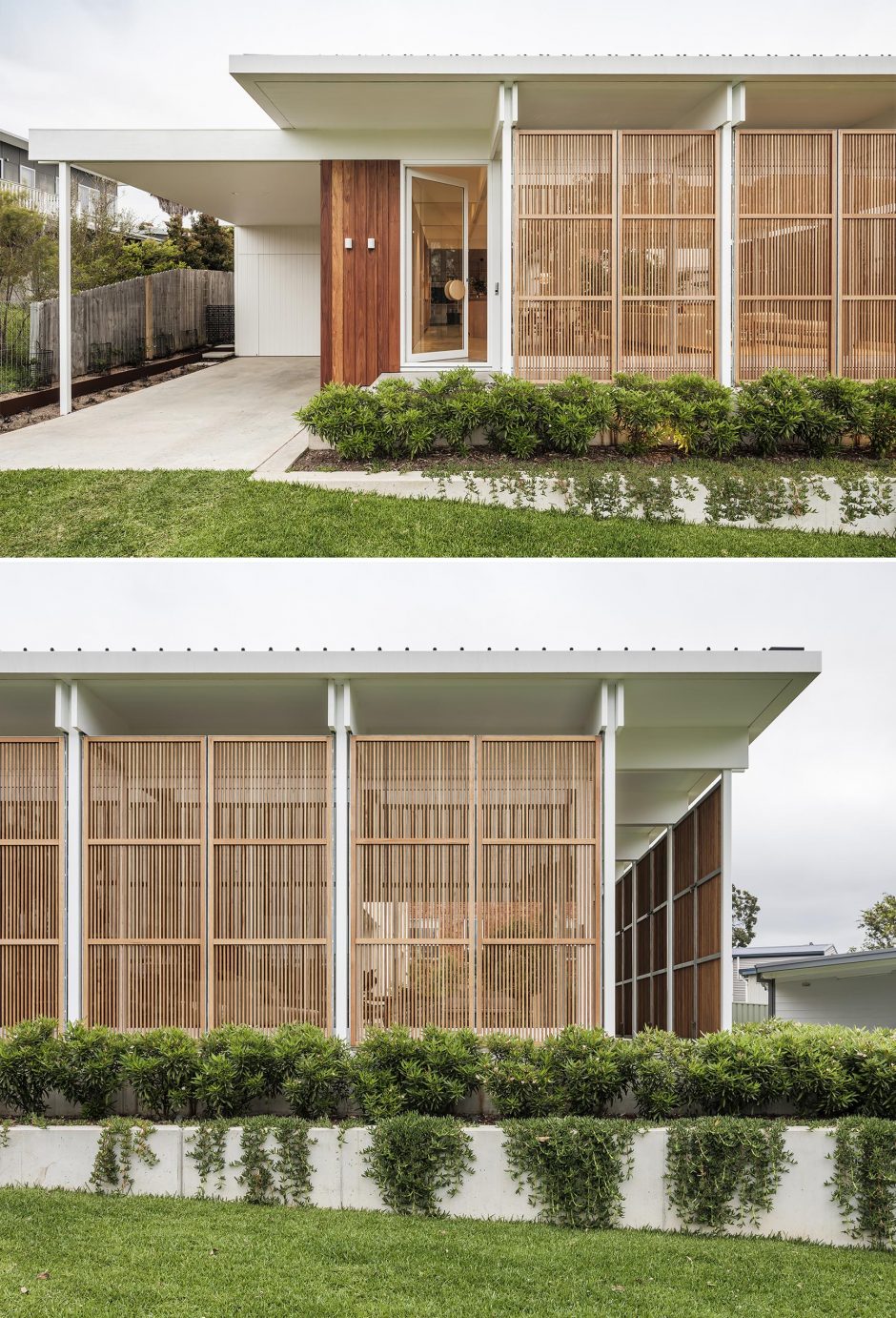 Large Wood Screens Provide Privacy And Protect This Beach House