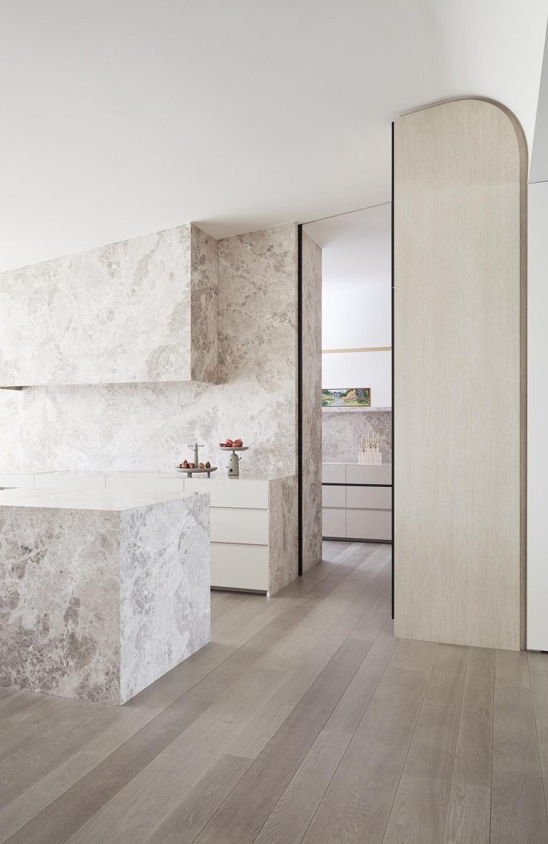 Limestone Was Used Throughout This Modern Kitchen To Create A Cohesive Look
