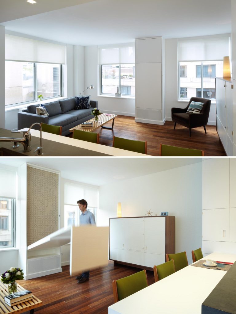 A Fold-Down Dining Table Is A Clever Space Saving Idea For This Small ...